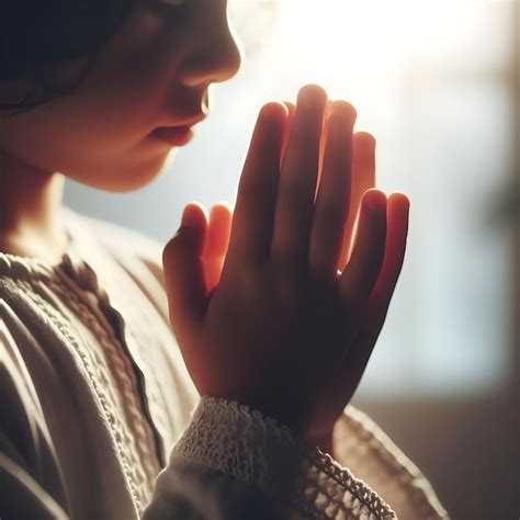Premium Photo Kid Praying Peacefully In Soft Morning Light Indoors