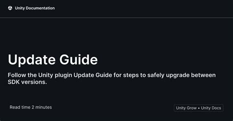 Update Guide • Unity Grow • Unity Docs