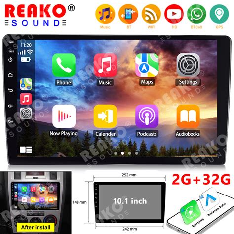 Reakosound 10 Inch Universal Multimedia Player Wireless Carplay Android Auto 2 Din Car Radio