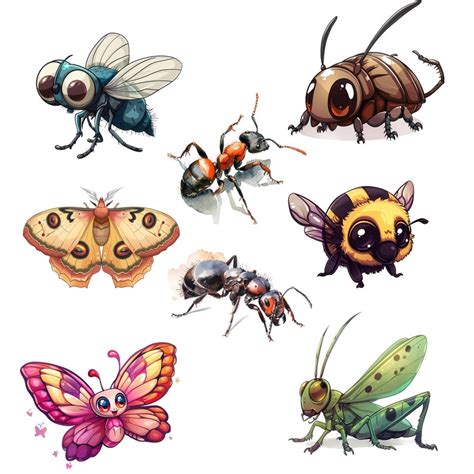 Chibi Insect Clipart Bundle Bug Clipart Collection Commercial Use Png Instant Download
