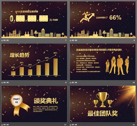 金色炫酷企业年会颁奖盛典ppt模板 第一ppt