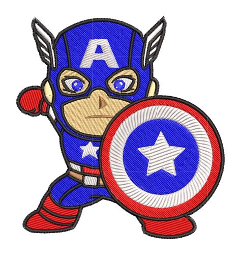 Embroidery Pattern Captain America Chibi Strong Age Store