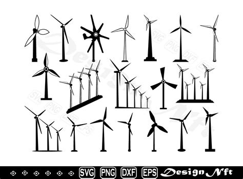 Wind Turbine Svg Turbine Svg Clipart Cut Files For Silhouette Vector Dxf Eps Png Design