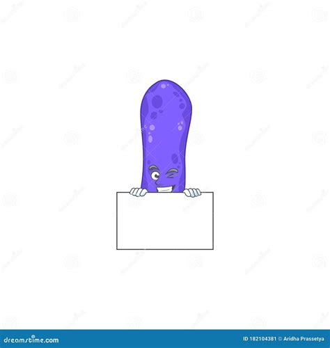 Sneaky Escherichia Coli Cartoon Character Style Hiding Behind A Board