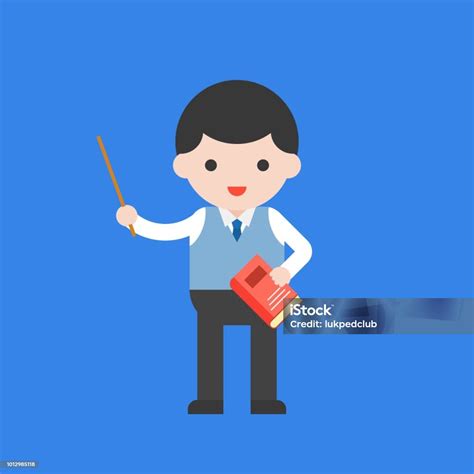 귀여운 문자 다시 학교 테마 교사 포인터 및 평면 디자인도 서 가리키기에 대한 스톡 벡터 아트 및 기타 이미지 가리키기 고등학교 교사 교육 관련 직업 Istock