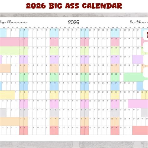 Big Ass Calendar Etsy