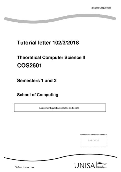cos2601 tutorial 102 tutorial letter 102 3 theoretical computer