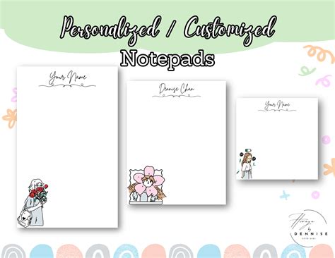 Personalized Notepads Custom Notepads Notepads Personalized And Editable Notepads Cute
