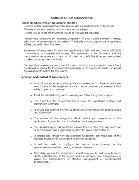 Guidelines For Assignment Guidelines For Assignments The Main