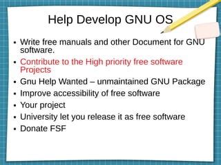 gnu و fsf پروژه های پیشنهادی PPT