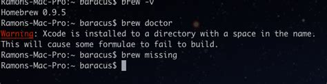 Homebrew Warning Xcode Is Installed To A Directory With A Space In The