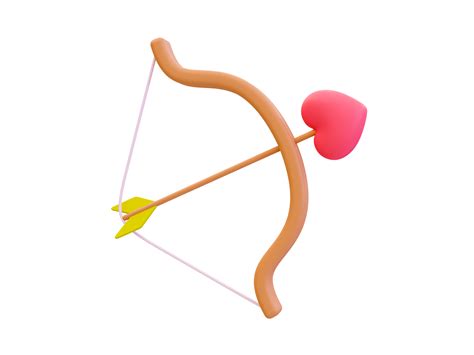 3d Minimal Love Bow Valentines Compositions Cupid Bow Arrow 3d