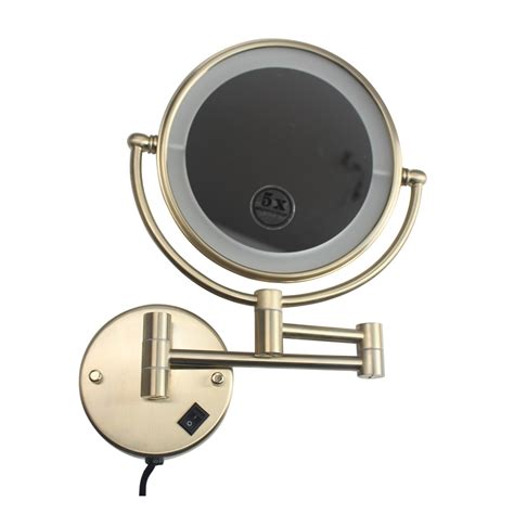 Espelho De Aumento Luz Led Dupla Face Para Parede Panther Dourado