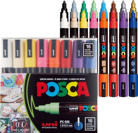 Posca Pc 5m Marcador De Pintura Extrafino De 1 8 2 5 Mm 16 Colores