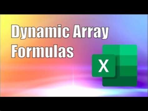 Dynamic Array Formulas MUST USE YouTube
