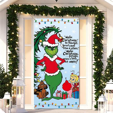 Sunwer Green Christmas Door Cover Welcome To Whoville Xmas