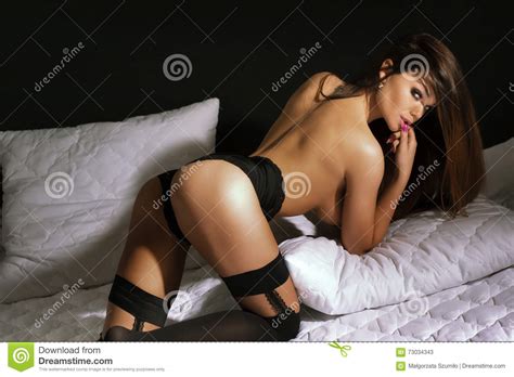 Sensual Brunette Woman In Lingerie Stock Image Image Of Elegant