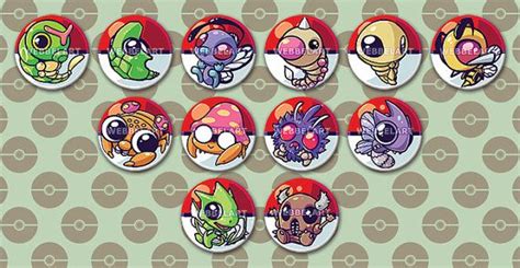 Pokemon Gen 1 Bug Button Kanto Caterpie Metapod Etsy Pokemon Etsy
