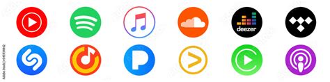 Vecteur Stock Apple Music Spotify Youtube Music Soundcloud Deezer