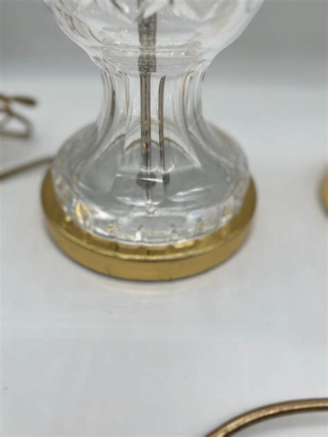 Pair Vintage Waterford Cut Crystal And Brass Lismore” Pattern Table
