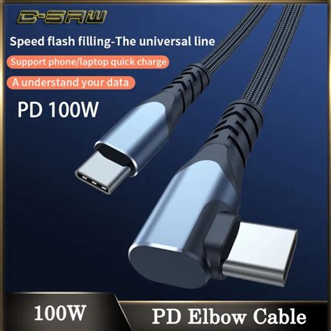 C Saw Pd 100w Usb C To Usb Type C Cable 90 Degree Line For Laptops 5a