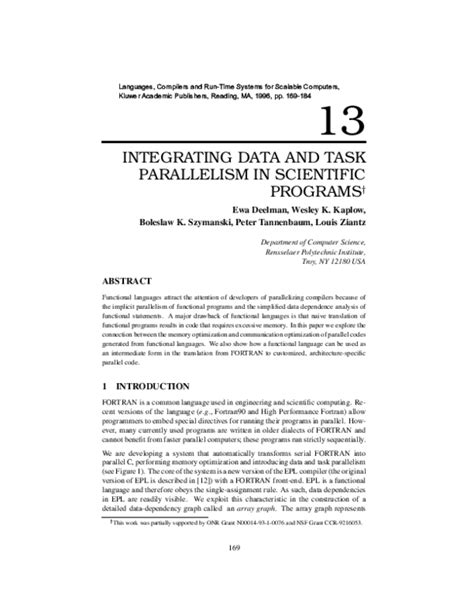 Pdf Integrating Data And Task Parallelism In Scientific Programs
