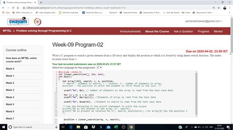 Problem Solving With Programming In C Week 9 Programming Nptel 2020