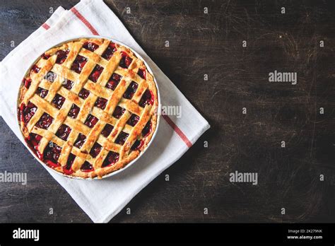 Tasty Homemade American Cherry Pie Delicious Homemade Cherry Pie With
