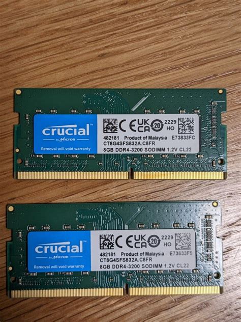 2x Crucial 8g Ddr4 3200 Notebook Memory Computers And Tech Parts