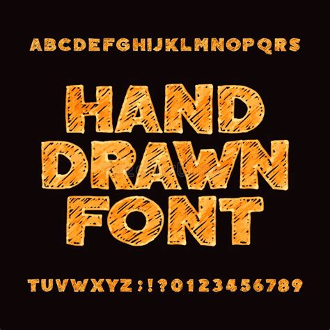 Hand Drawn Alphabet Font Uppercase Messy Sketch Letters And Numbers