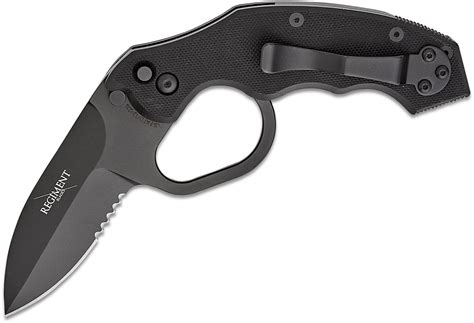Regiment Blades Auto Lock Flipper Knife 3 Black Ti Nitride Spear Point Combo Blade Black G10