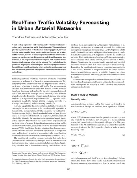 Pdf Real Time Traffic Volatility Forecasting In Urban Arterial Networks