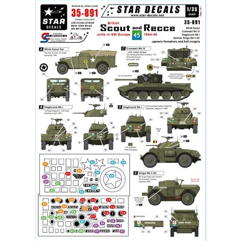 Décalcomanie Militaire Star Decals Unités De Reco Britanniques En