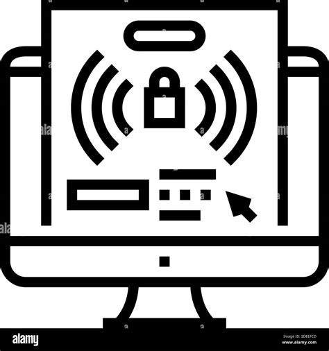 Computer Password Hacking Line Icon Vector Illustration Stock Vector