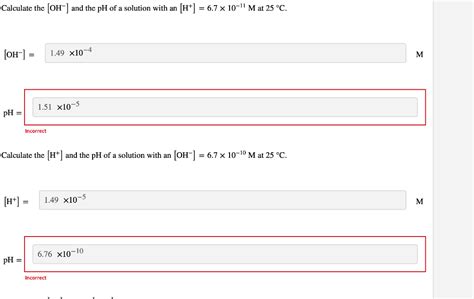 Solved Calculate The OH And The PH Of A Solution With An Chegg Com