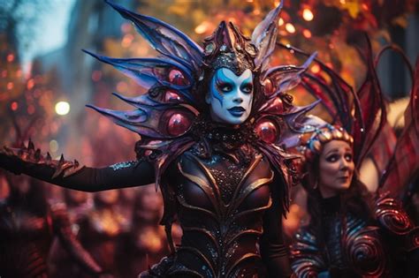 Premium Ai Image Halloween Parade With Floats Dancers And Performers