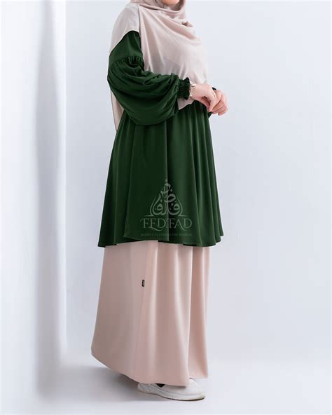 بلوزة كلوش لون زيتي Fedfad