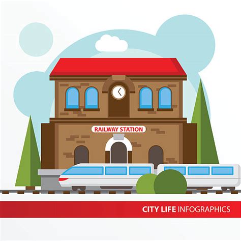 16400 Stasiun Kereta Api Ilustrasi Grafik Vektor And Clip Art Bebas