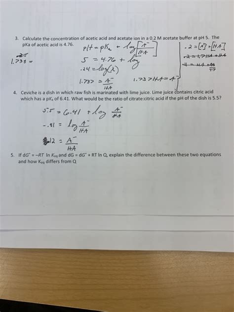Solved 3 Calculate The Concentration Of Acetic Acid And