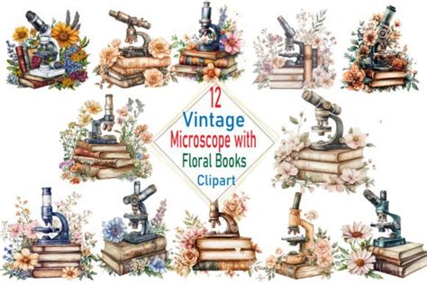 4 Microscope And Books Designs And Graphics