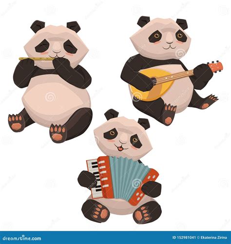 Un Sistema De Pandas Que Tocan Los Instrumentos Musicales Imagen
