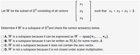 Solved Let W Be The Subset Of R Consisting Of All Vectors Chegg