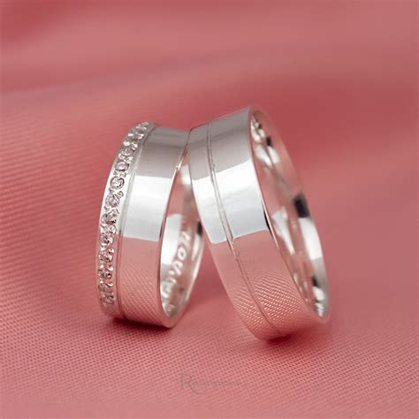 Aliança de Namoro em Prata esterlina 925 6mm Crystal garantia