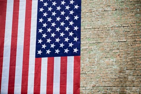 Premium Photo Usa Flag On Brick Wall Texture