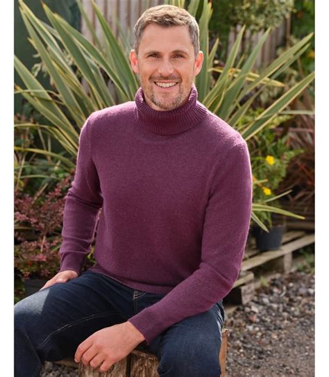 Maroon Cashmere And Merino Polo Neck Jumper Woolovers Au