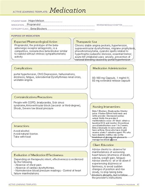 Metformin Ati Medication Template Active Learning Templates