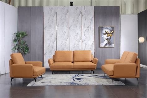 Jvmoebel Sofa Senf Ledersofas Sofagarnitur 321 Sitzer Set Garnitur