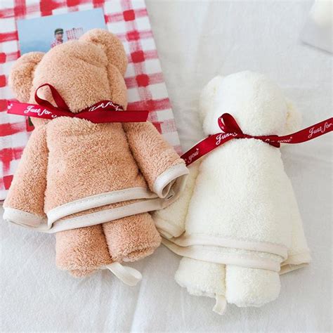 선물용 답례 곰돌이 고리 수건 타올 2color 유치원 어린이집 답례품 생일 선물 캐릭터 단체 포장