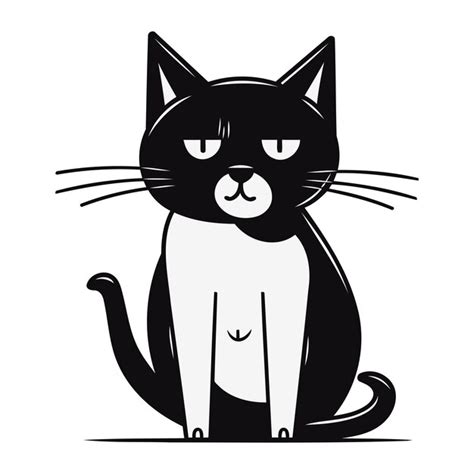 Premium Vector Black And White Cat Isolated On A White Background