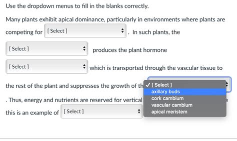 Solved Use The Dropdown Menus To Fill In The Blanks